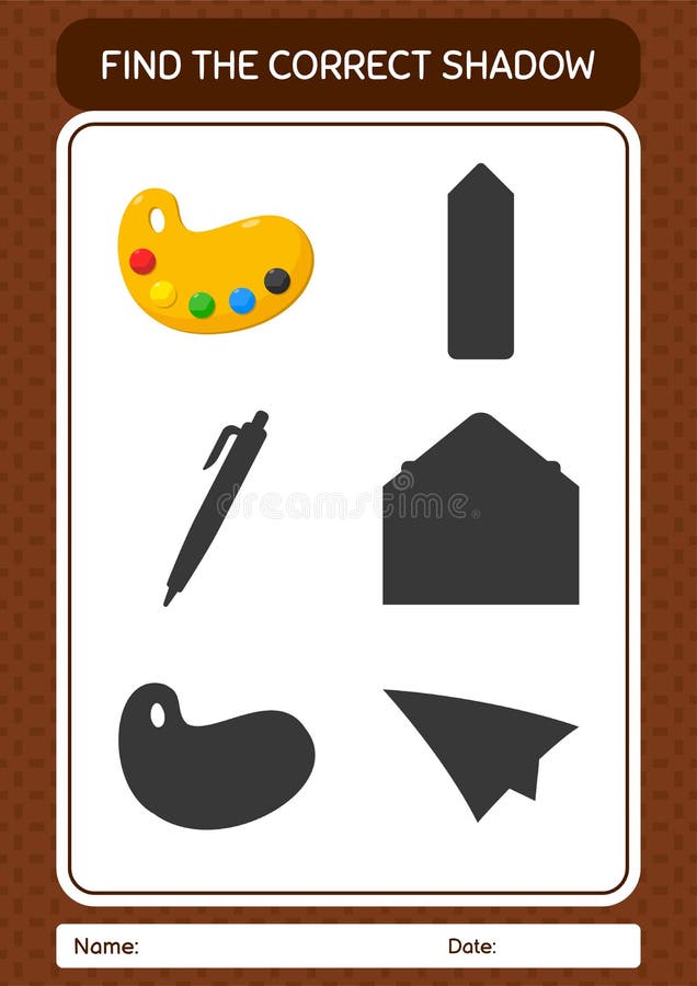Find the Correct Shadows Game with Paint Palette. Worksheet for ...