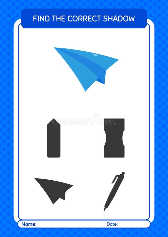 Find the Correct Shadows Game with Paper Plane. Worksheet for Preschool ...