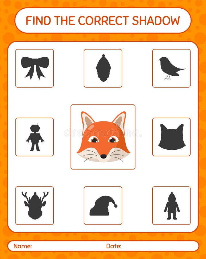 Find the Correct Shadows Game with Red Fox. Worksheet for Preschool ...