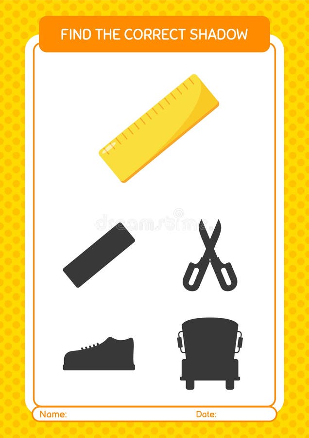 Find the Correct Shadows Game with Ruler. Worksheet for Preschool Kids ...