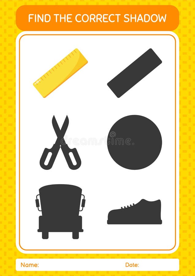 Find the Correct Shadows Game with Ruler. Worksheet for Preschool Kids ...