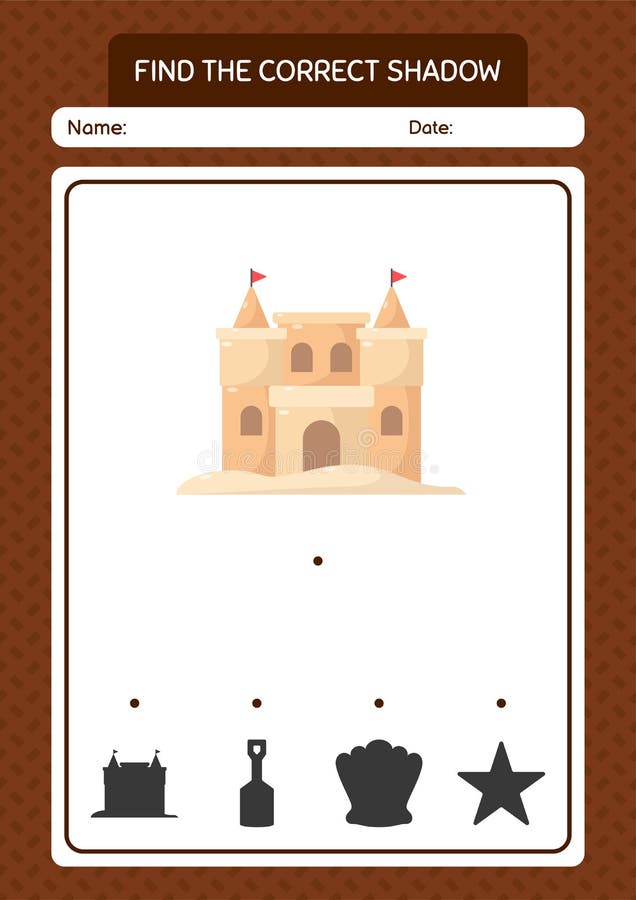 Find the Correct Shadows Game with Sand Palace. Worksheet for Preschool ...
