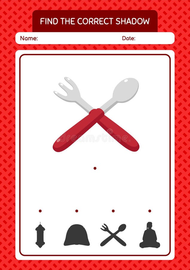 Find the Correct Shadows Game with Spoon and Fork. Worksheet for ...
