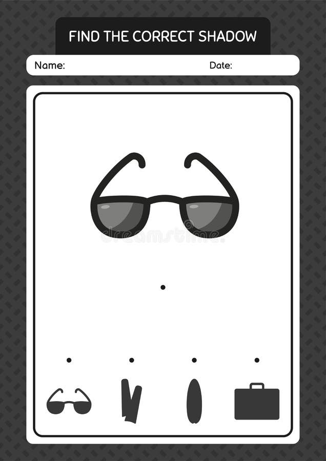 Find the Correct Shadows Game with Sunglasses. Worksheet for Preschool ...