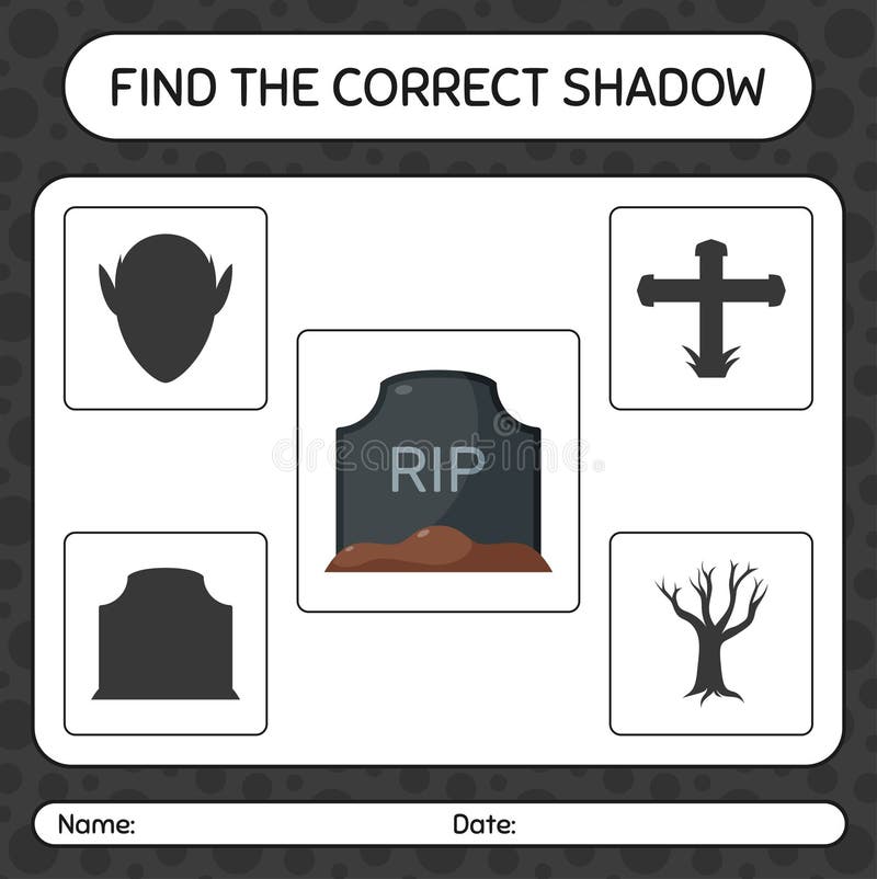 Find the Correct Shadows Game with Tombstone. Worksheet for Preschool ...