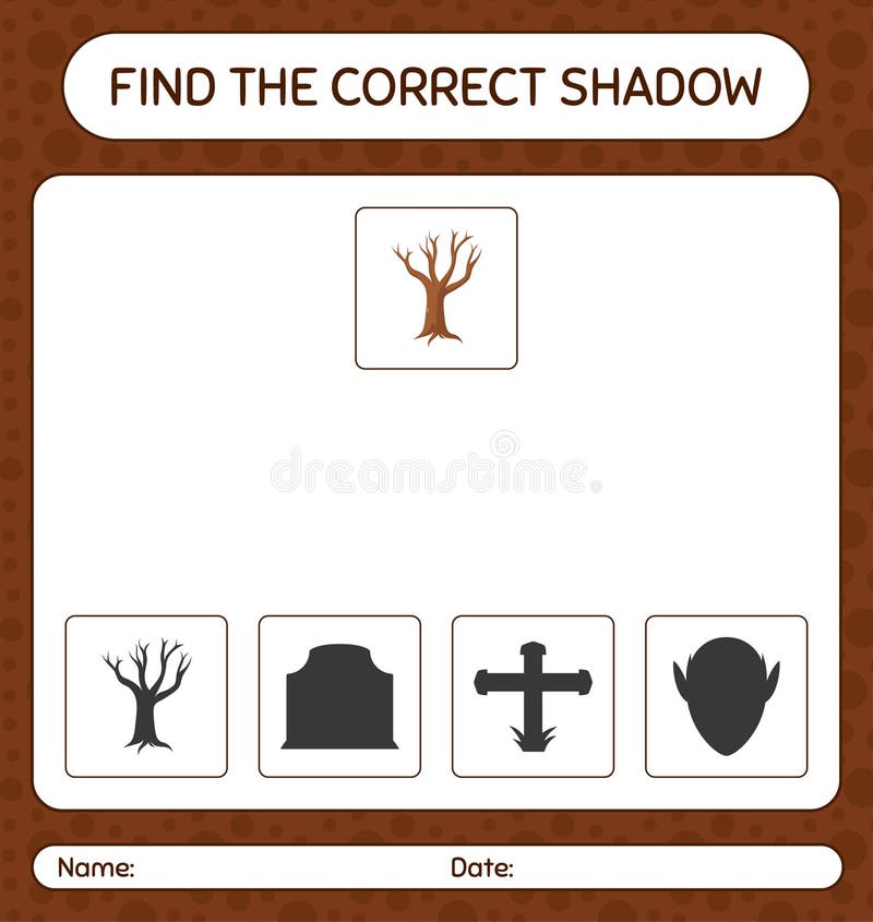 Find the Correct Shadows Game with Tree. Worksheet for Preschool Kids ...
