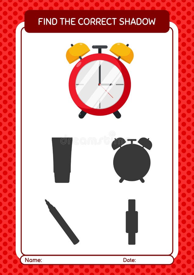 Find the Correct Shadows Game with Waker Clock. Worksheet for Preschool ...