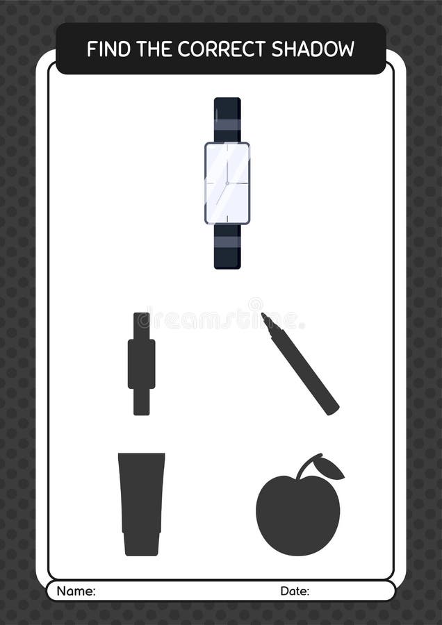 Find the Correct Shadows Game with Watch. Worksheet for Preschool Kids ...