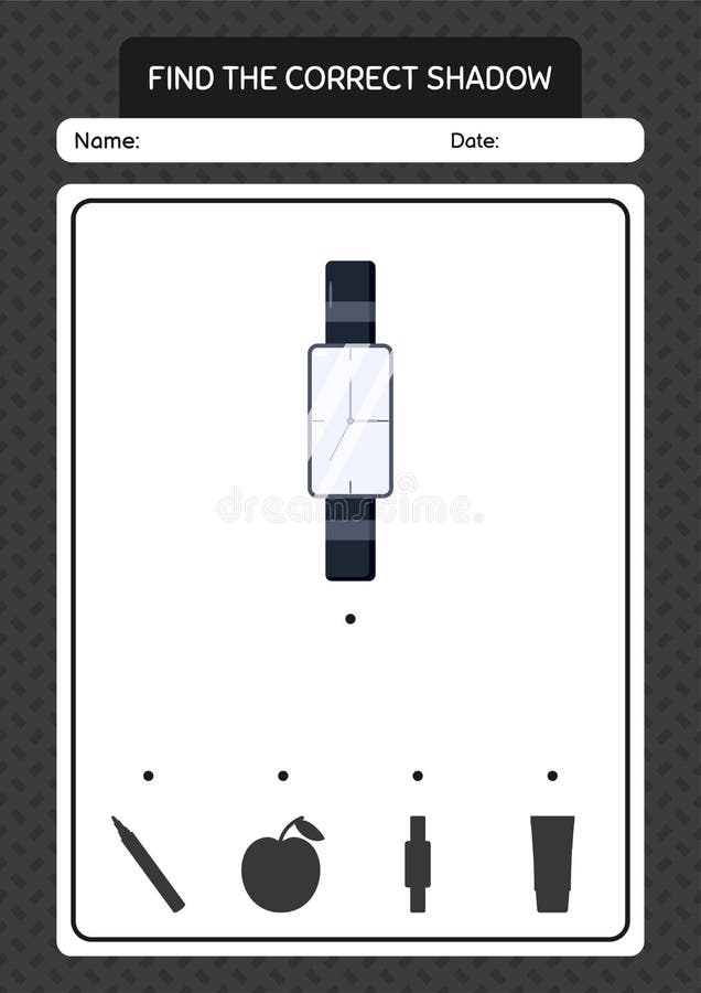 Find the Correct Shadows Game with Watch. Worksheet for Preschool Kids ...