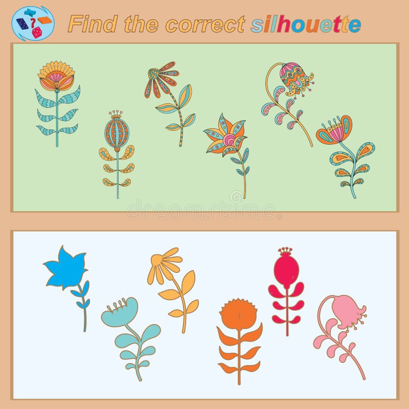 Logical Task. Find the Correct Silhouette Game Stock Vector ...