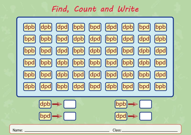 Find, Count and Write, Worksheet for Kids Stock Illustration ...