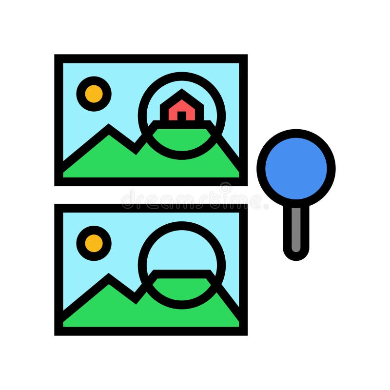 Find the Difference Color Icon Vector Illustration Stock Illustration ...