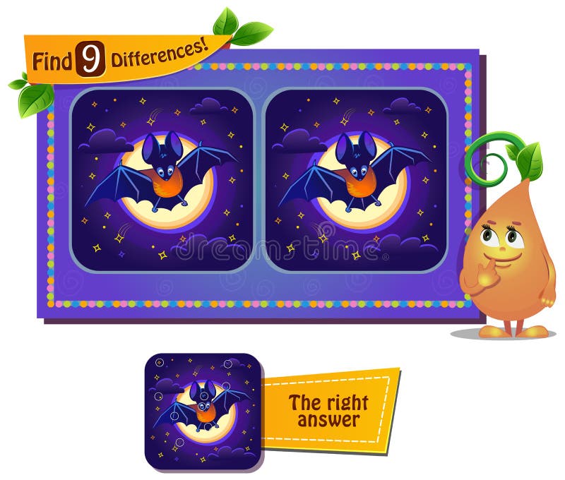 Find 9 differences bat stock illustration. Illustration of ...