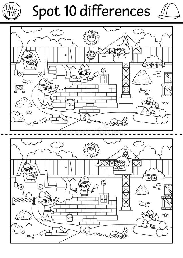 Find Differences Black and White Game for Children. Educational ...