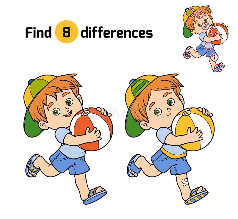 Find Differences for Children. Little Boy with a Ball Stock Vector ...