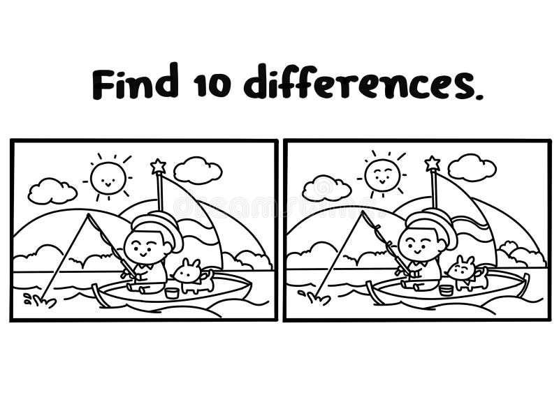 Find 10 Differences Coloring Pages. Stock Vector - Illustration of ...