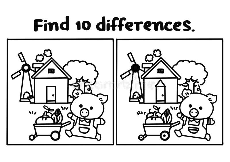 Find 10 Differences Coloring Pages. Stock Vector - Illustration of look ...