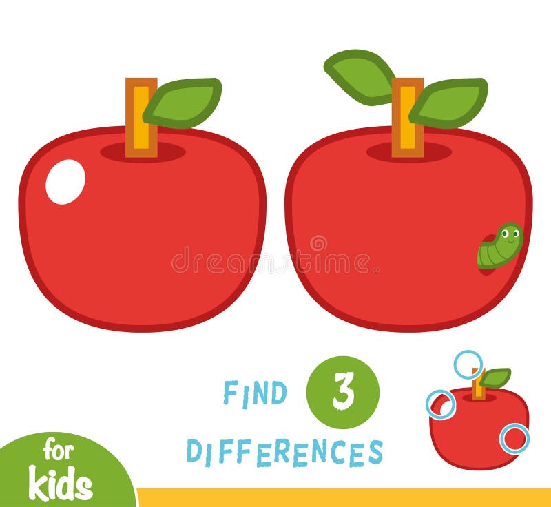 Find Differences, Game for Children, Apple Stock Vector - Illustration ...