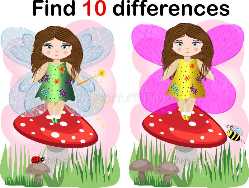 Find Differences Education Game for Children, Fairy in the Nature Stock ... Find Differences Education Game for Children, Fairy in the Nature Stock ...