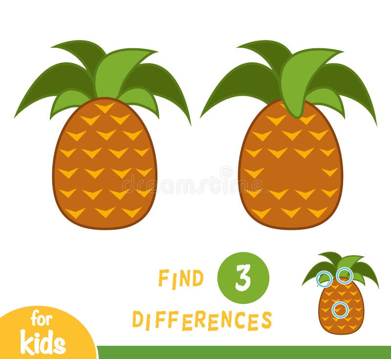 Find Differences, Game for Children, Pineapple Stock Vector ...