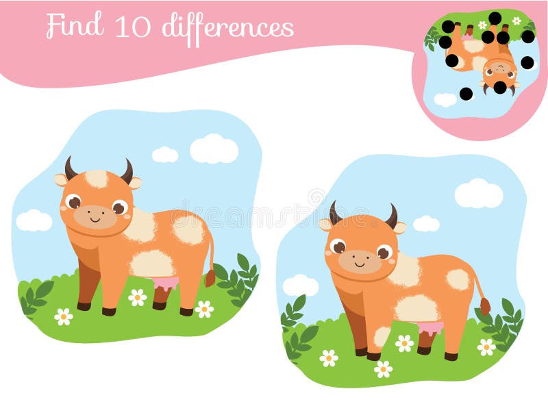 Cow Find Differences Stock Illustrations – 181 Cow Find Differences ...