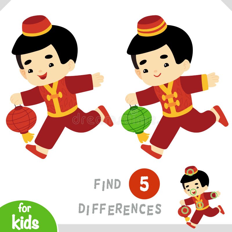 Find Differences, Educational Game, Chinese New Year Character Boy and ...