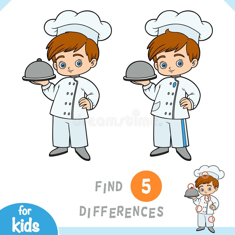 Find Differences, Educational Game for Kids, Chef Stock Vector ...