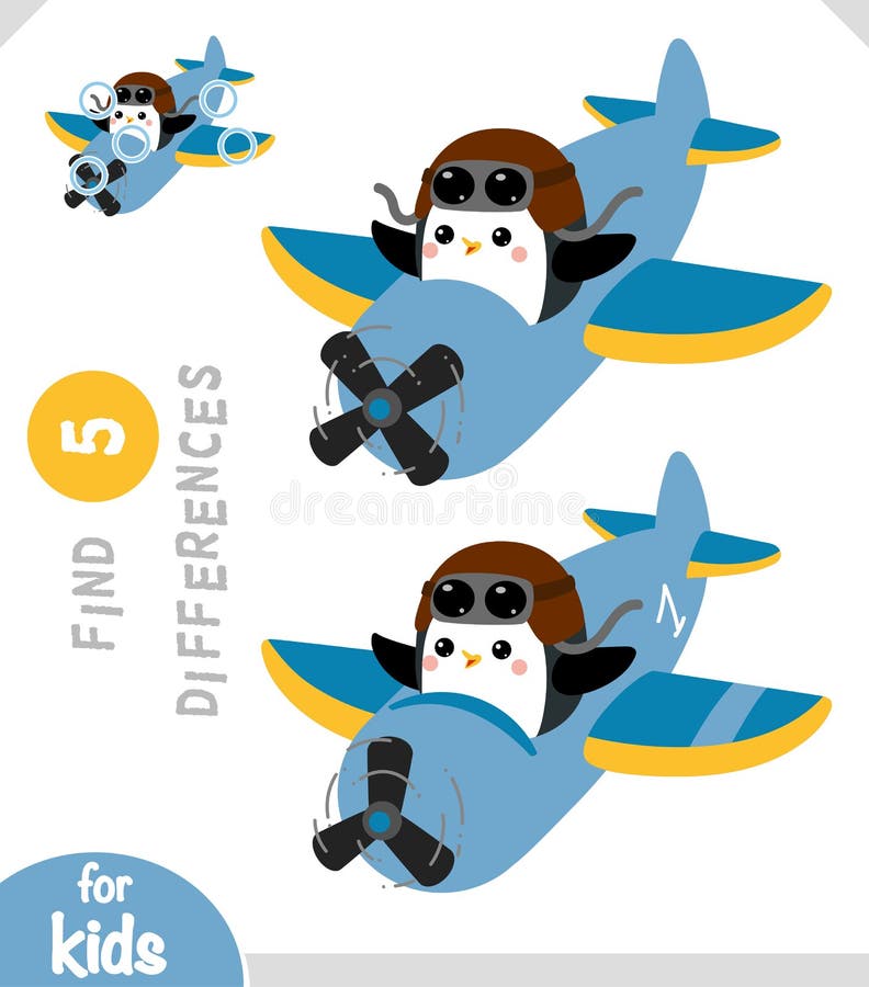 Find Differences, Educational Game for Kids, Cute Penguin Pilot is ...