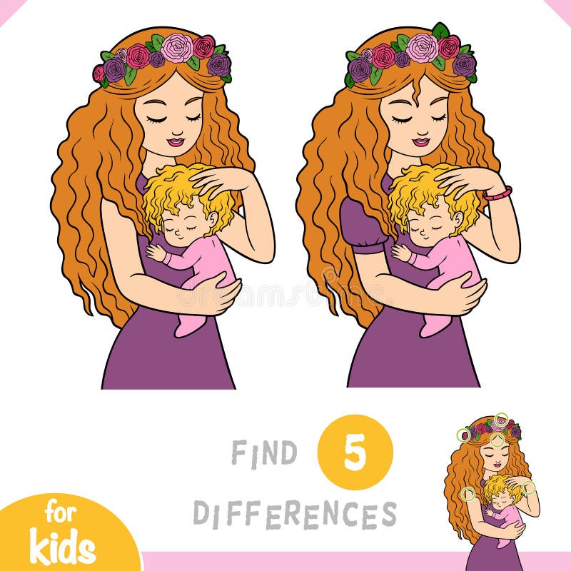 Find Differences, Educational Game for Kids, Mother and Daughter Stock ...