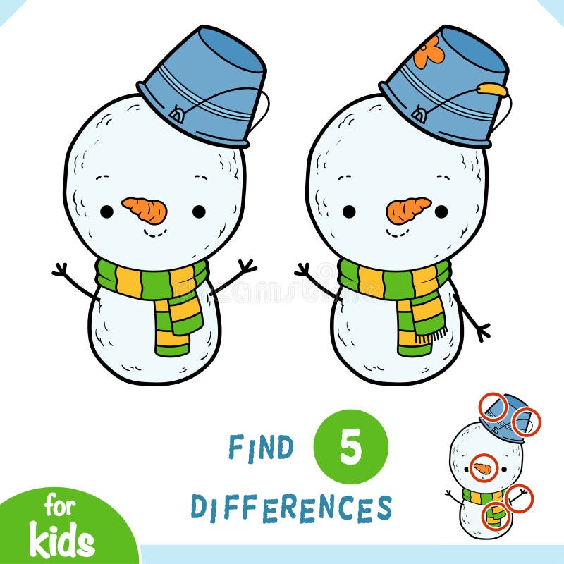 Find Differences, Educational Game for Kids, Snowman Stock Vector ...