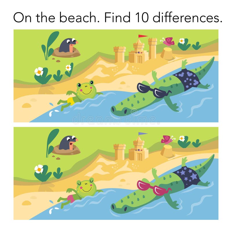 Find 10 Differences. Educational Puzzle Game for Children. Cute ...