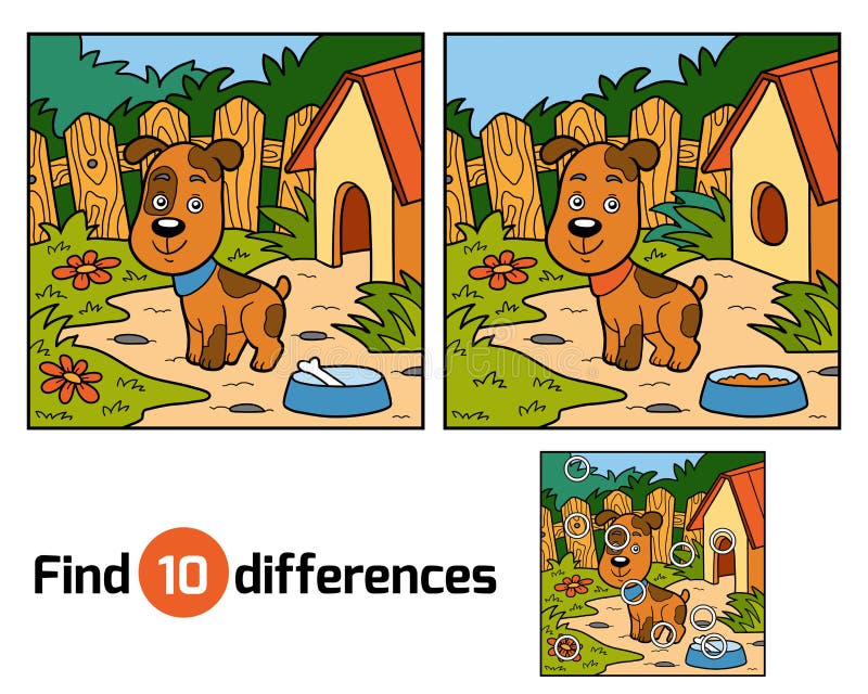 Find Differences Game for Children (dog) Stock Vector - Illustration of ...