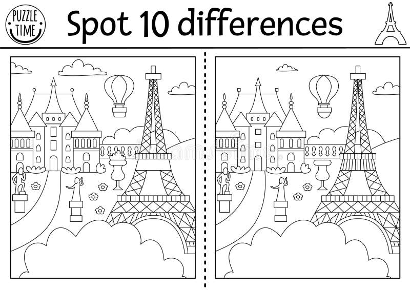 Find Differences Game for Children. Educational Black and White ...