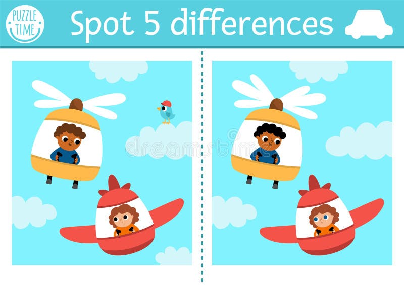 Find Differences Game for Children. Transportation Educational Activity ...