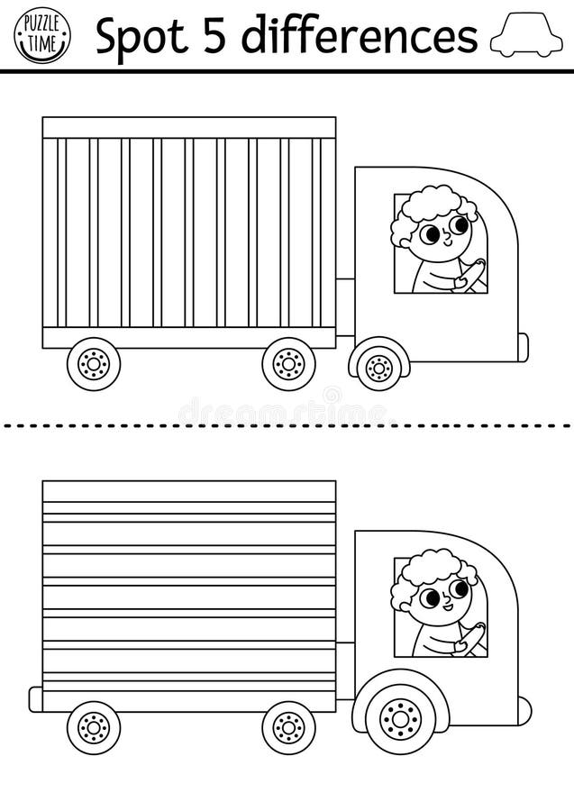 Find Differences Game for Children. Transportation Line Educational ...