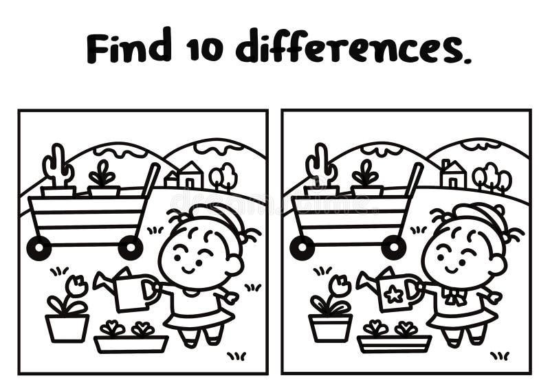Find 10 Differences Game Coloring Pages Style. Stock Vector ...