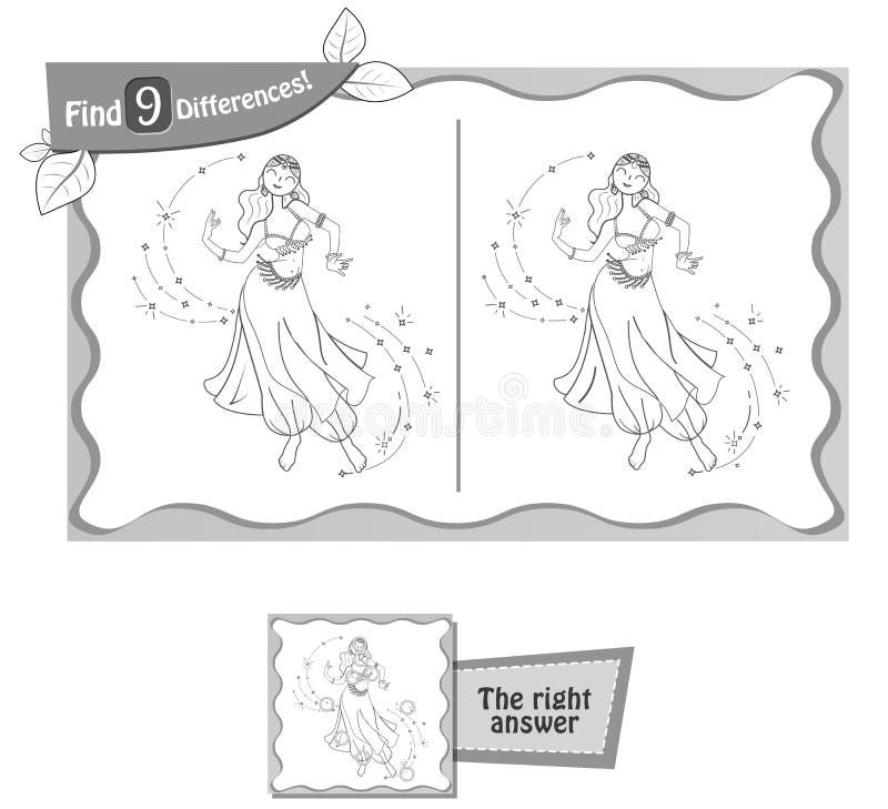 Find 9 Differences Game Dance Woman Stock Illustration - Illustration ...
