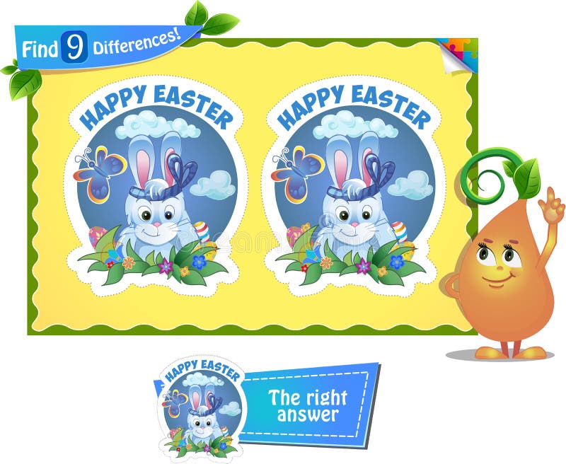 Find 9 Differences Game Easter Stock Illustration - Illustration of ...