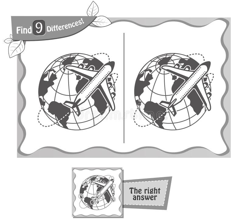 Find 9 Differences Game Plane Stock Illustration - Illustration of ...