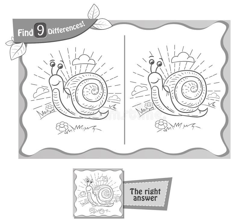Find 9 Differences Game Snail Stock Illustration - Illustration of ...