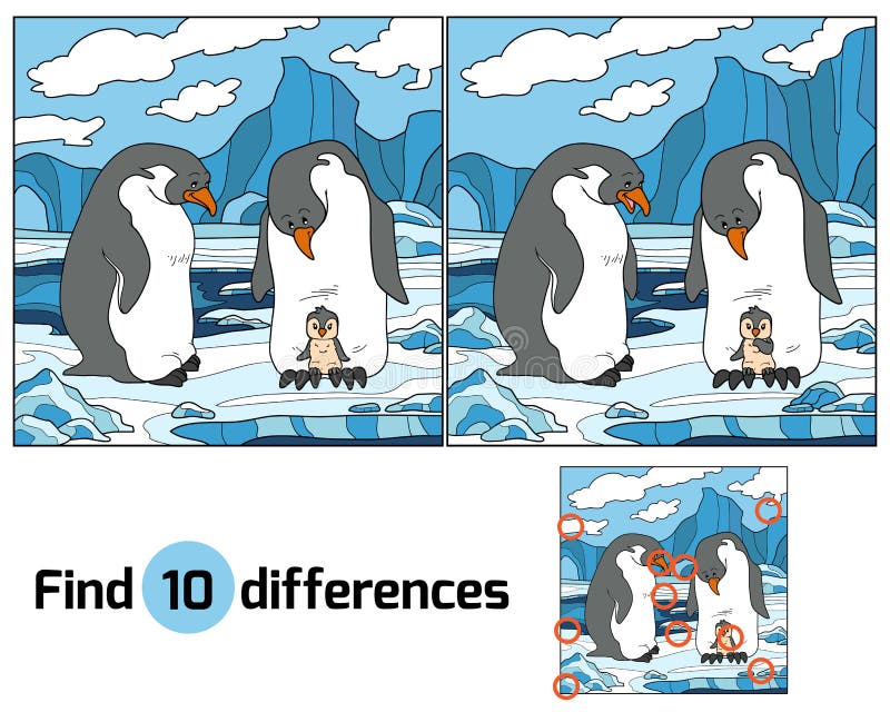 Find differences (penguin) stock vector. Illustration of ocean - 51506068