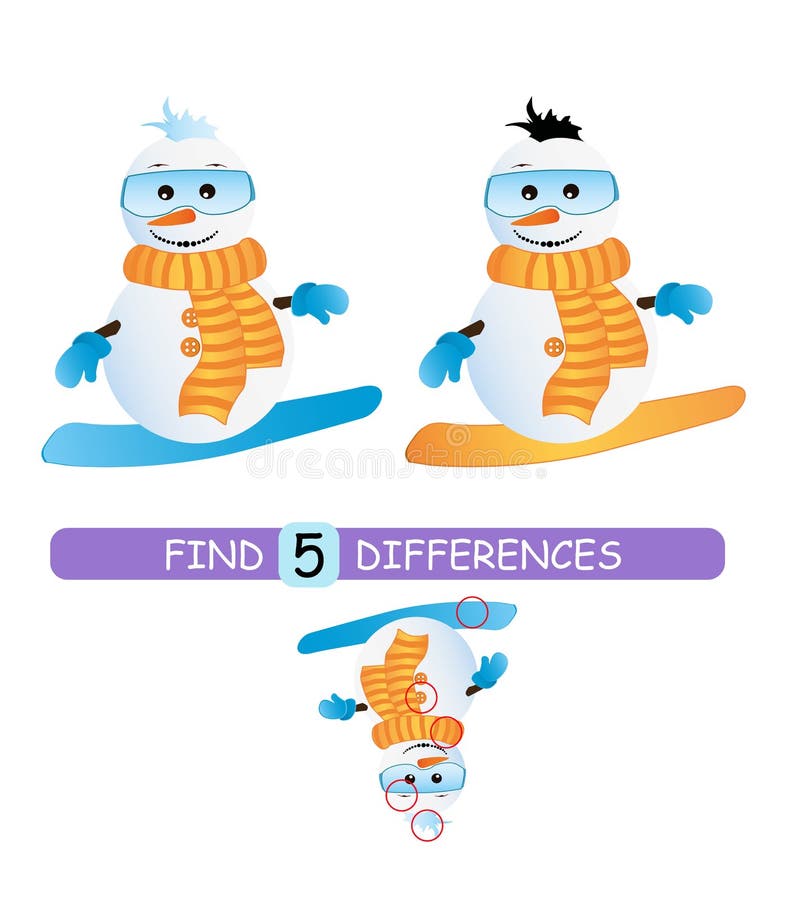 Find Differences between Pictures. Vector Cartoon Educational Game ...