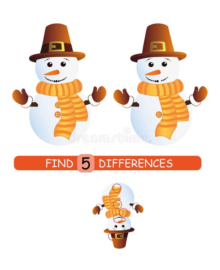Find Differences between Pictures. Vector Cartoon Educational Game ...