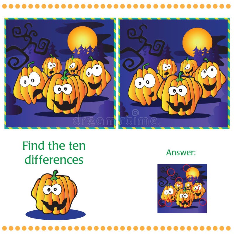 Halloween Visual Puzzle - Find Two Identical Stock Vector ...