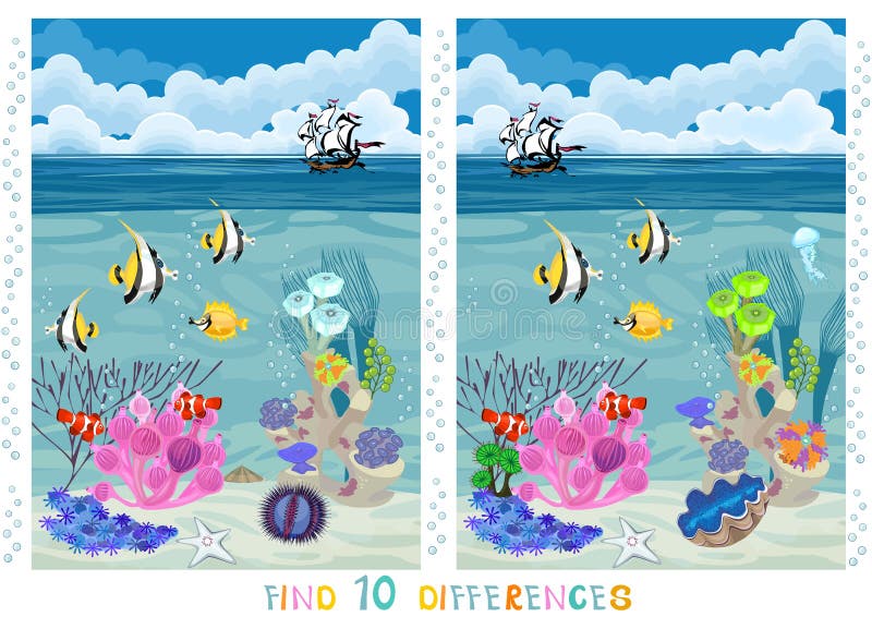 Fishes-10 difference stock illustration. Illustration of humor - 32059419