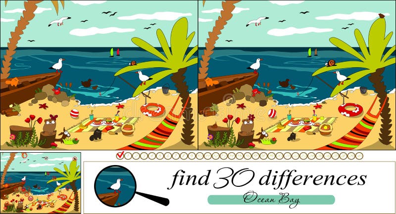 Find 30 differences stock vector. Illustration of multicolor - 258561130