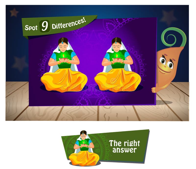 Find 9 differences stock illustration. Illustration of prayer - 65353094