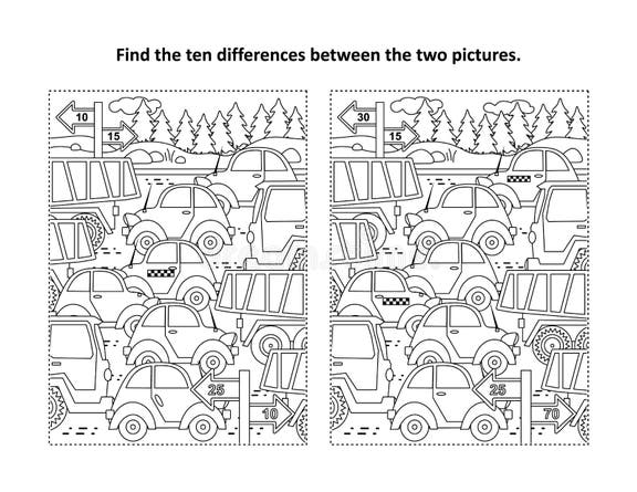 Find the Differences Visual Puzzle and Coloring Page with Retro Toy ...