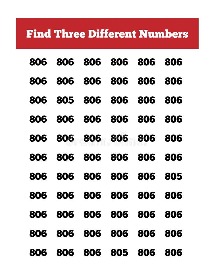 Find Different Numbers Riddle Game Stock Vector - Illustration of ...