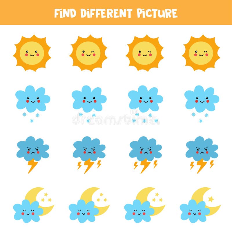 Find Different Weather Element in Each Row. Logical Game for Preschool ...